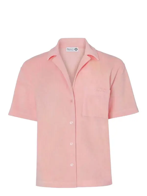 Hunza G Short-sleeve Towelling Shirt - Pink