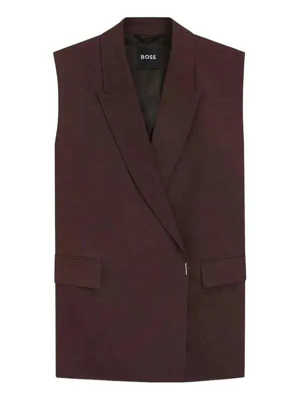 BOSS Double-breasted Sleeveless Waistcoat - Brown