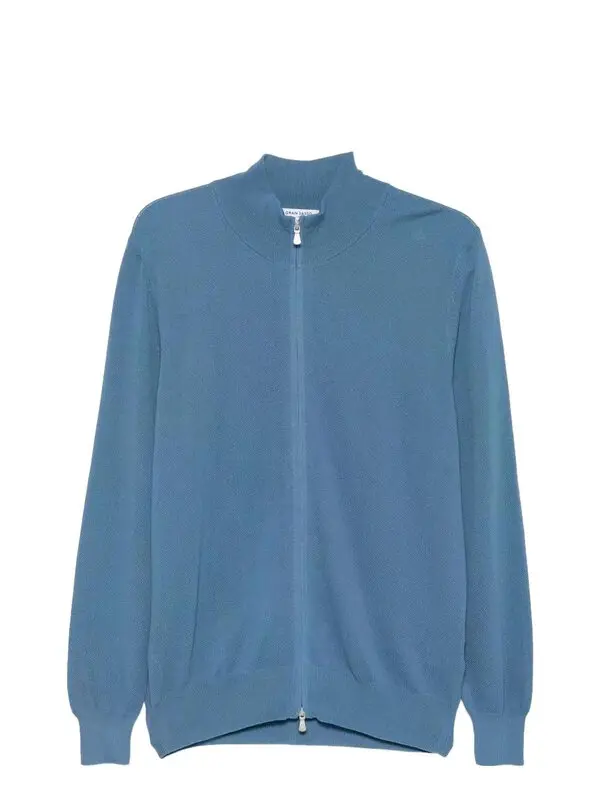 GRAN SASSO Zip-up Knit Sweatshirt - Blue