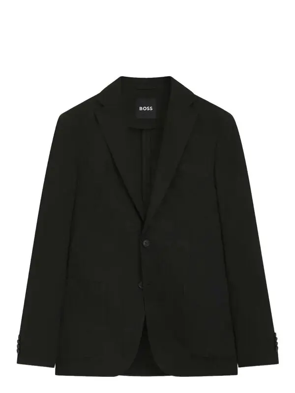 BOSS Stretch Cotton Seersucker Slim Fit Jacket - Black