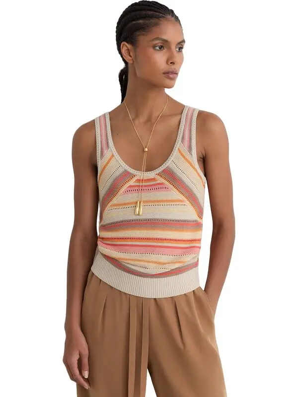 REISS Miriam Striped Knit Vest - Neutral/coral