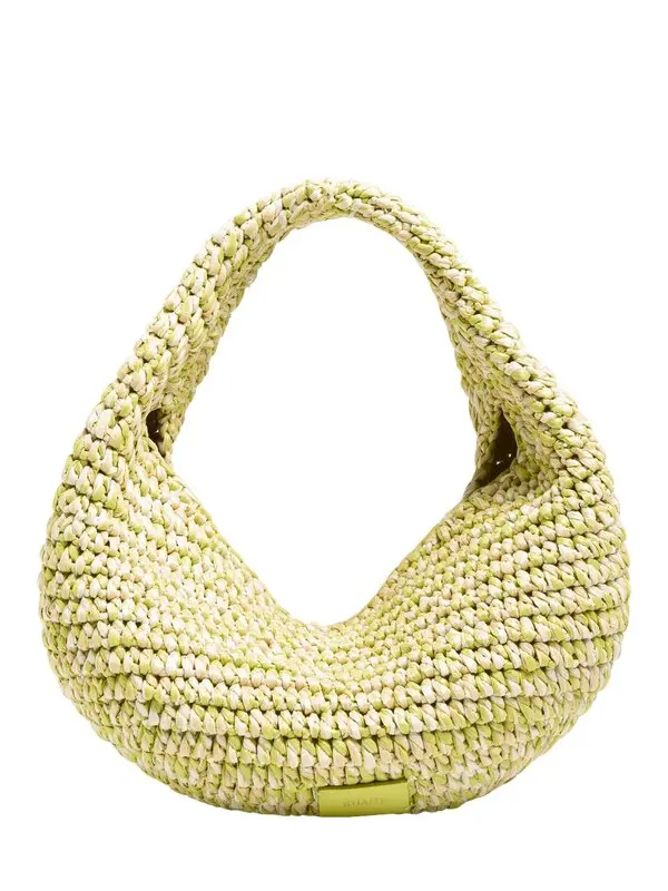 Khaite Olivia Raffia Hobo Bag - 675 Citron/white