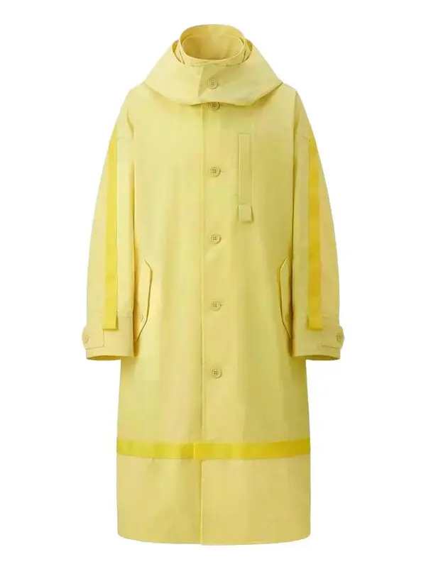 Issey Miyake Hooded Logo-print Coat - Yellow