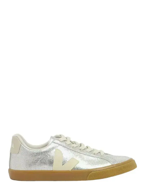 VEJA Metallic Cracked-effect Sneakers - Silver