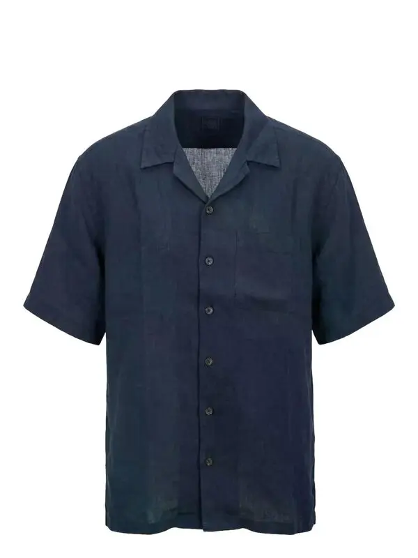 120% Lino Short-sleeve Linen Shirt - Blue