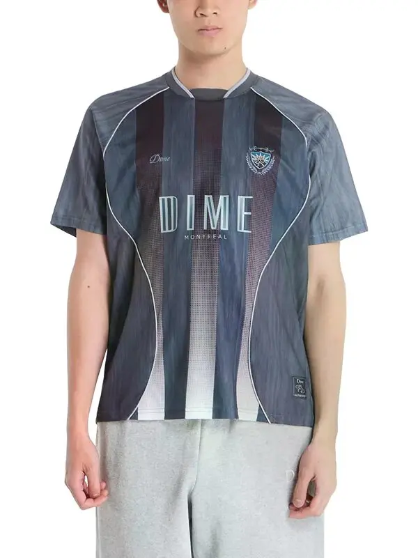 DIME Striped-pattern T-shirt - Grey