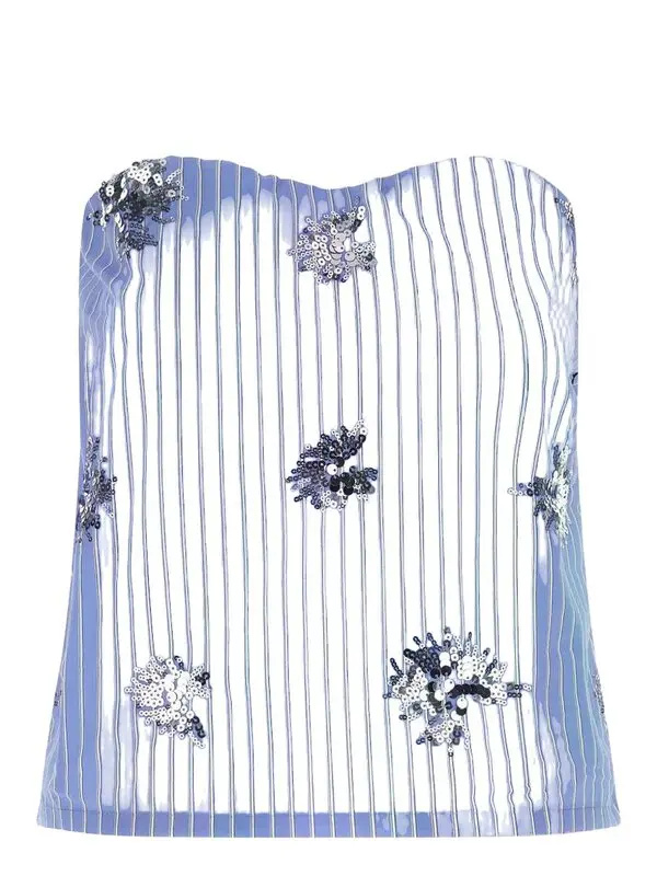 LE TWINS Aura Sequin-embellished Striped Top - Blue