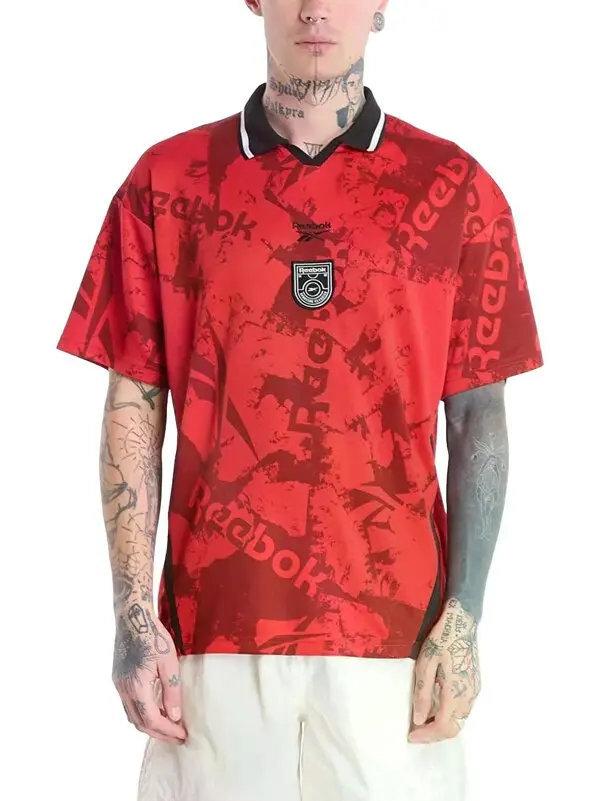 REEBOK Street Sport Logo-print Collared T-shirt - Red