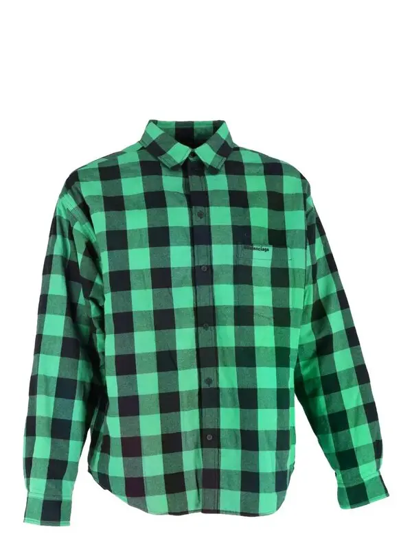 Balenciaga 2023 Buffalo Check Padded Shirt - Green