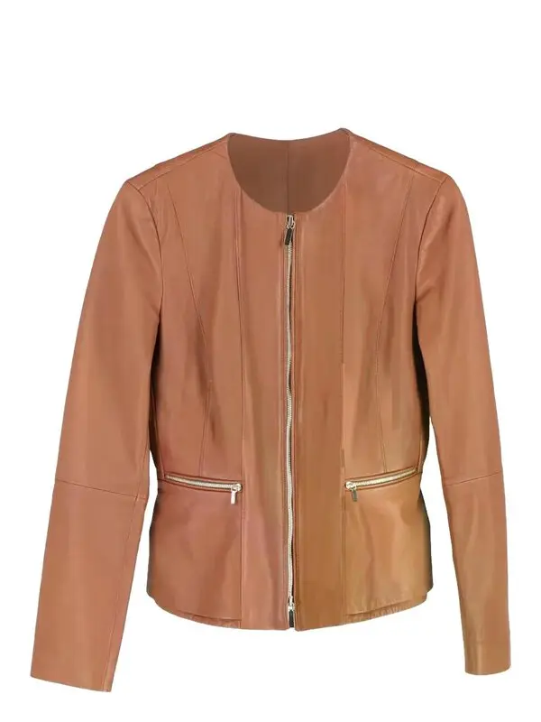 BOSS Zip-up Leather Jacket - Brown