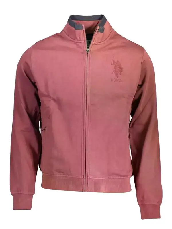 U.s. Polo Assn. Logo-embroidered Zip-up Sweater - Pink