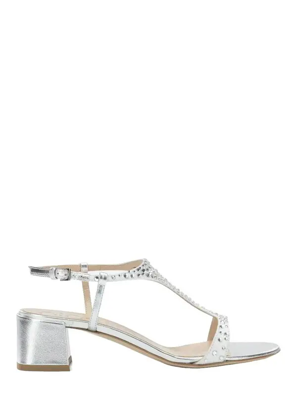 NINALILOU Crystal-embellished Leather Sandals - Silver