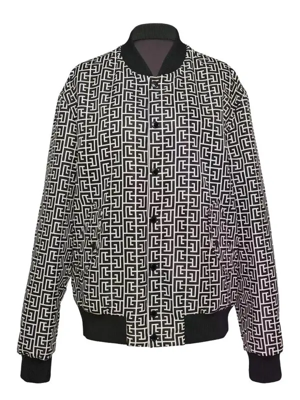 Balmain Monogram-print Reversible Blouson Jacket - Black