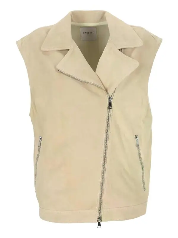 CASTELL Sleeveless Biker Jacket - Neutrals