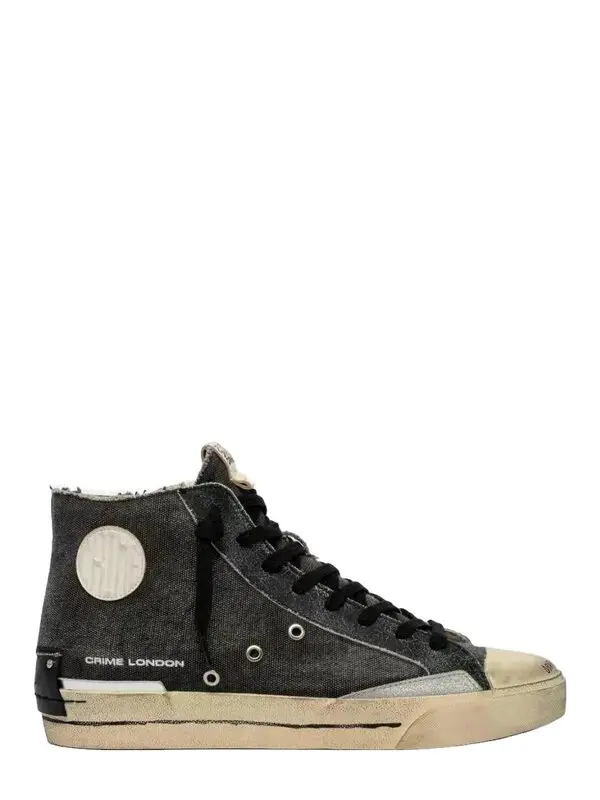 CRIME LONDON Recut High Distressed-effect High-top Sneakers - Grey