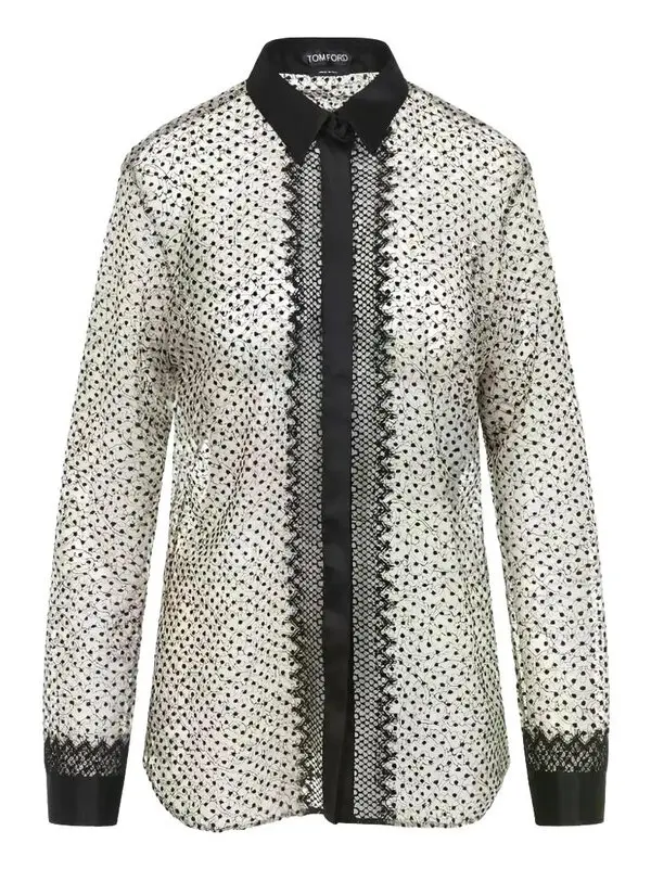 TOM FORD Lace Floral Pattern Shirt - Neutrals