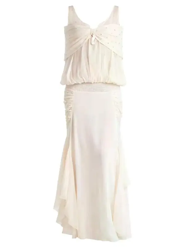 SIEDRES Blair Crystal-embellished Ruched Dress - Neutrals