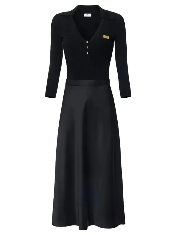 Elisabetta Franchi Satin-skirt Midi Dress - Black