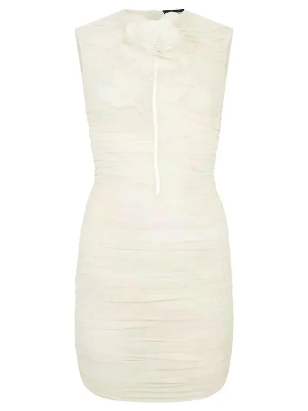 David Koma Ruched Mini Dress - Neutrals