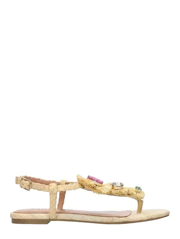 BIBI LOU Vavin Crystal-embellished Raffia Sandals - Neutrals