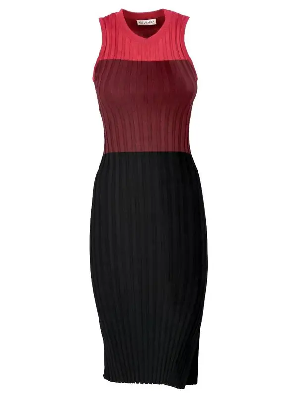 Altuzarra Ribbed Knit Color Block Dress - Red