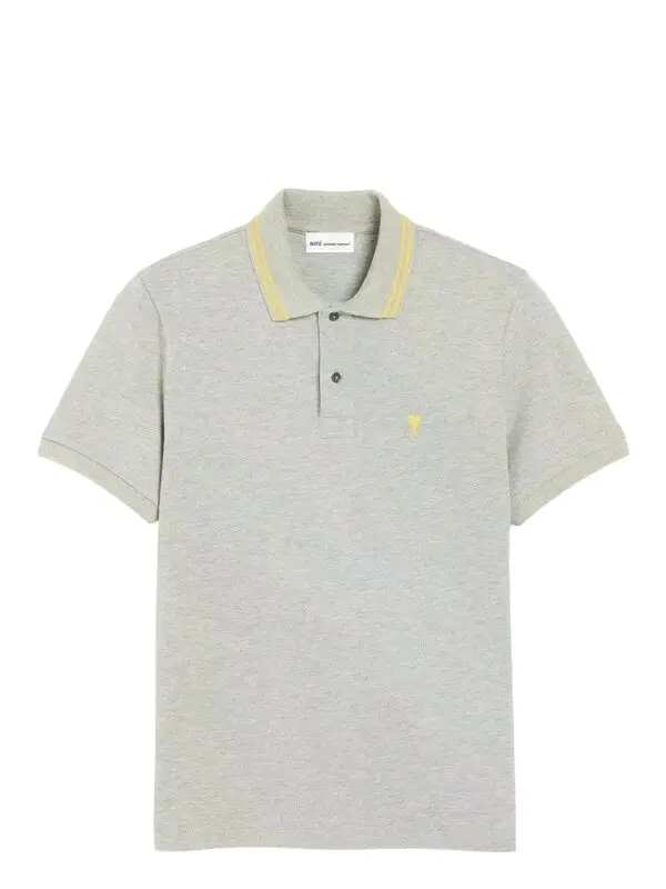 AMI Paris De Coeur Short-sleeves Polo Shirt - Grey