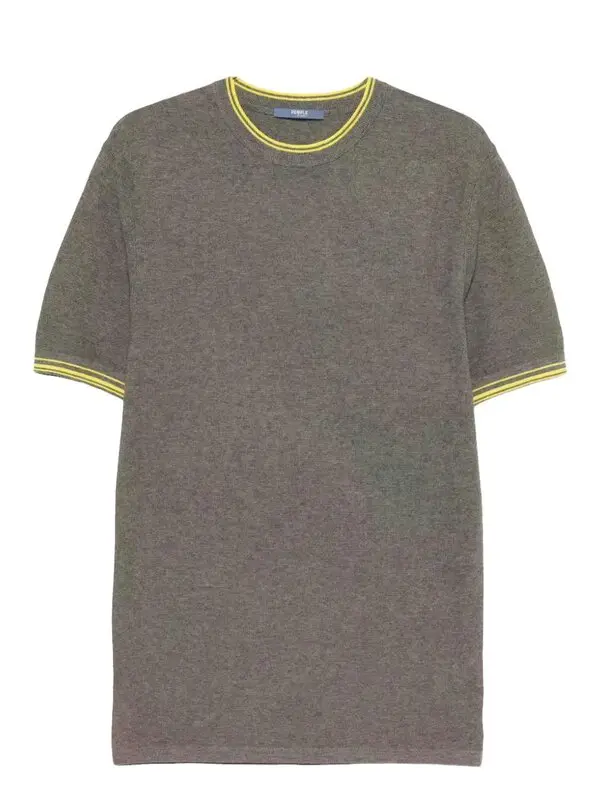 PEOPLE OF SHIBUYA Contrast-trim T-shirt - Grey