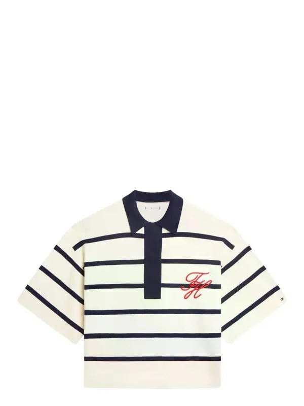 Tommy Hilfiger Striped Polo Top - Neutrals