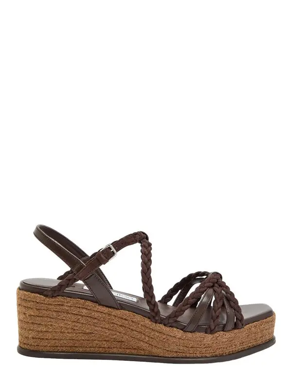 JIMMY CHOO Nyra 60 Braided Espadrille Sandals - Brown