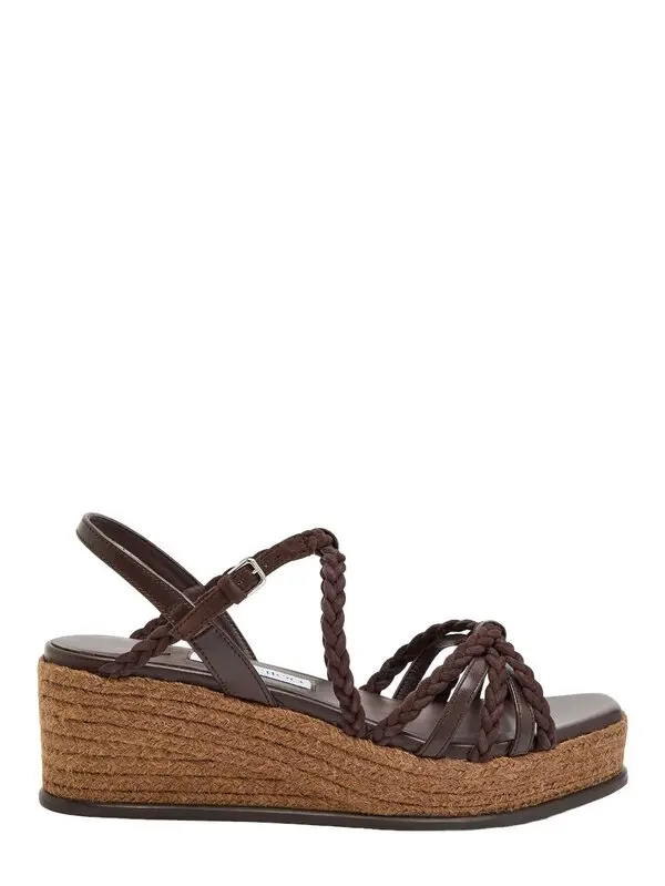 JIMMY CHOO Nyra 60 Braided Espadrille Sandals - Brown