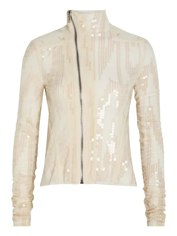 Rick Owens Gary Embellished Mesh Jacket - Brown