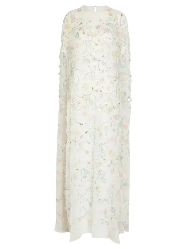 Bernadette Elenore Floral-appliquéd Chiffon Maxi Dress - White