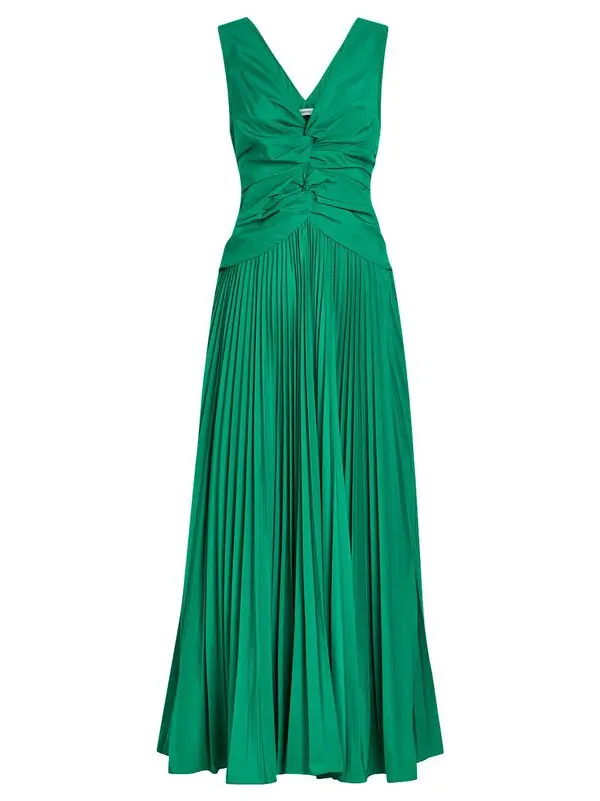 Simkhai Vivianne Pleated Woven Midi Dress - Green