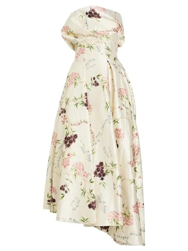Erdem Floral-print Crinkled Satin Midi Dress - Cream
