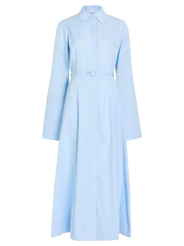 Gabriela Hearst Carmina Belted Cotton-poplin Maxi Shirt Dress - Light Blue