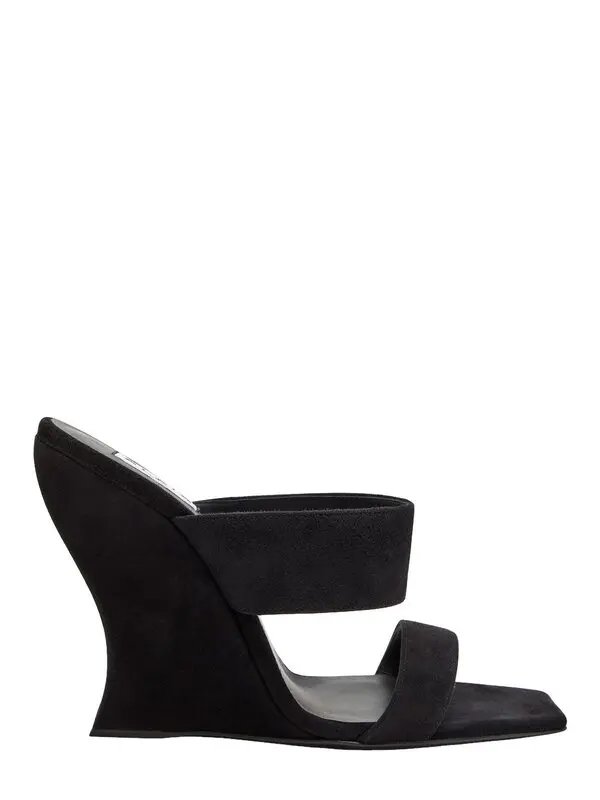 Alaïa Wave 110 Suede Wedge Mules - Black