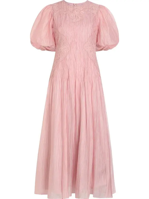 Aje Ophelia Pintuck Chiffon Midi Dress - Light Pink