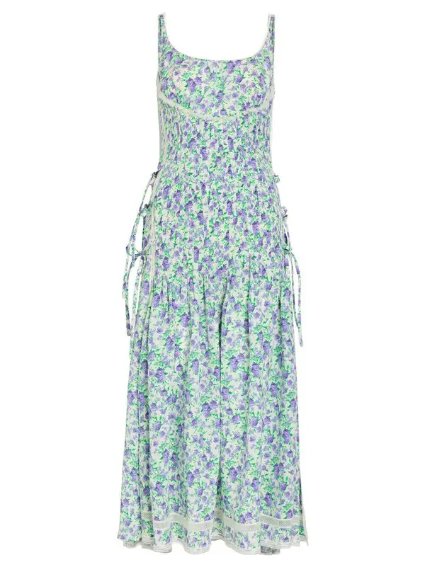 Rabanne Floral-print Silk-chiffon Midi Dress - Purple