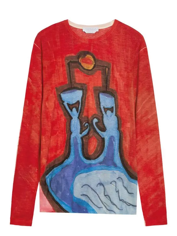 Gabriela Hearst Isaro Printed Cashmere T-shirt - Red