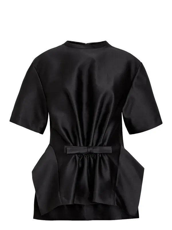 Rabanne Bow-appliquéd Satin Top - Black