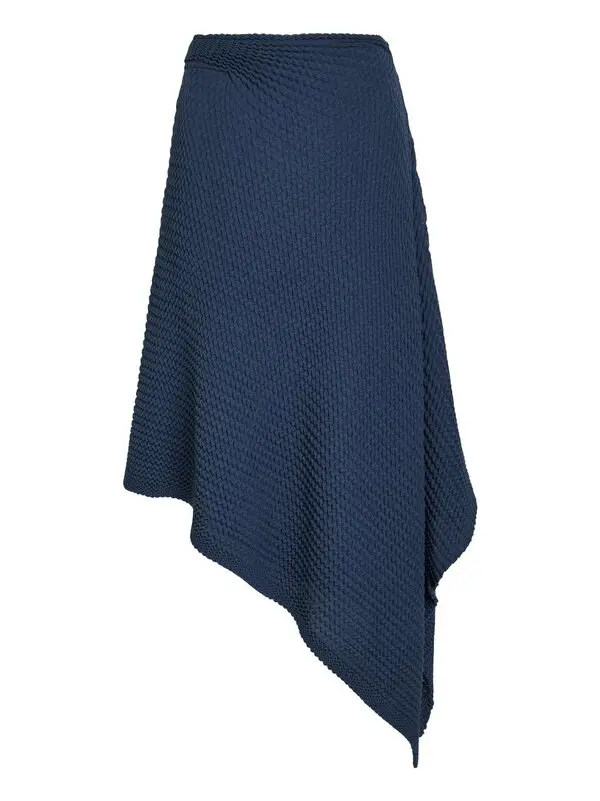 Victoria Beckham Draped Seersucker Fine-knit Midi Skirt - Navy
