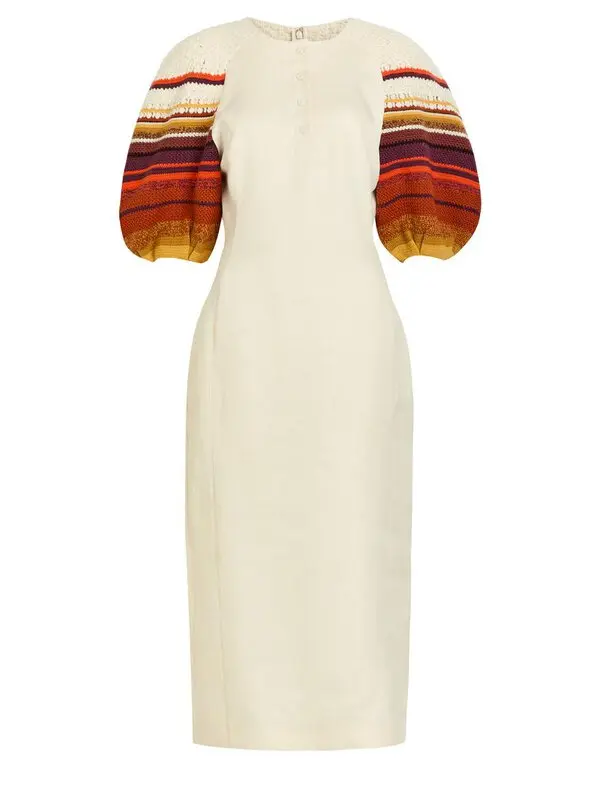 Gabriela Hearst Nomo Striped-knit Linen Midi Dress - Ivory
