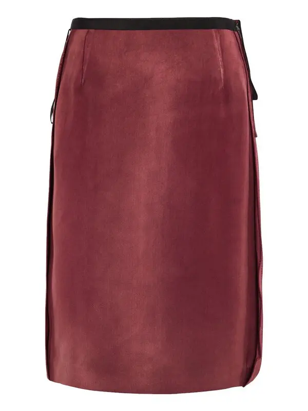 MAISON MARGIELA Reverse-effect Satin Midi Skirt - Red