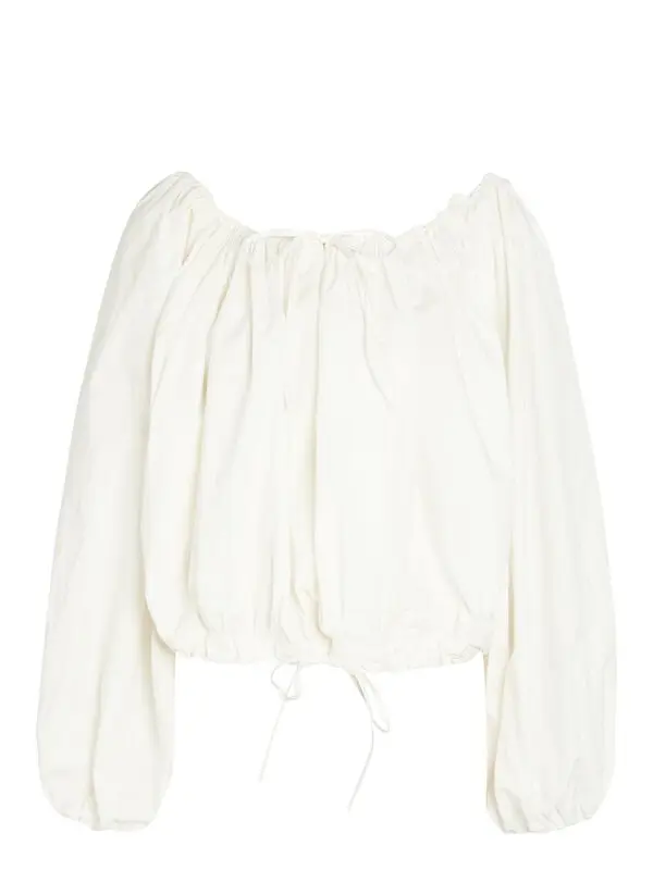Bernadette Ally Gathered Stretch-cotton Poplin Top - White