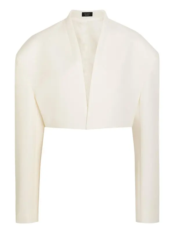 A.W.A.K.E. Mode Cropped Woven Tuxedo Jacket - White