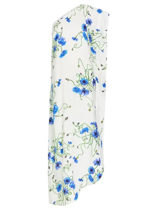 Stella McCartney Asymmetric Floral-print Satin Maxi Dress - White