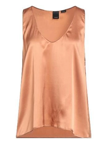Pinko Sleeveless V-neck Silk Blend Top - Light Brown