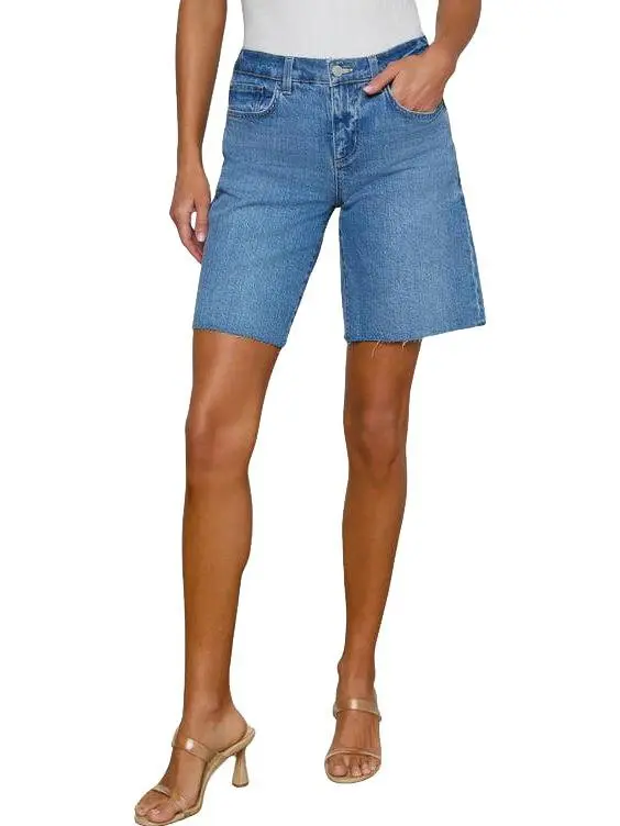 L'Agence River Raw Hem Denim Bermuda Shorts - Scottsdale