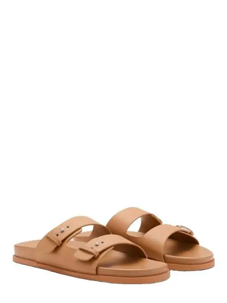 Mango Double Buckle Leather Sandals - Orange