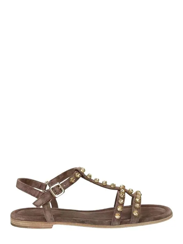 KENNEL&SCHMENGER Carly Crystal-embellished T-bar Sandals - Brown